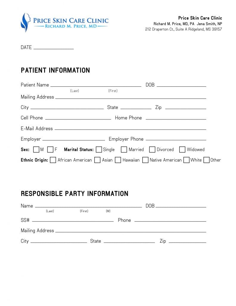 Patient Forms – Price Skin Care